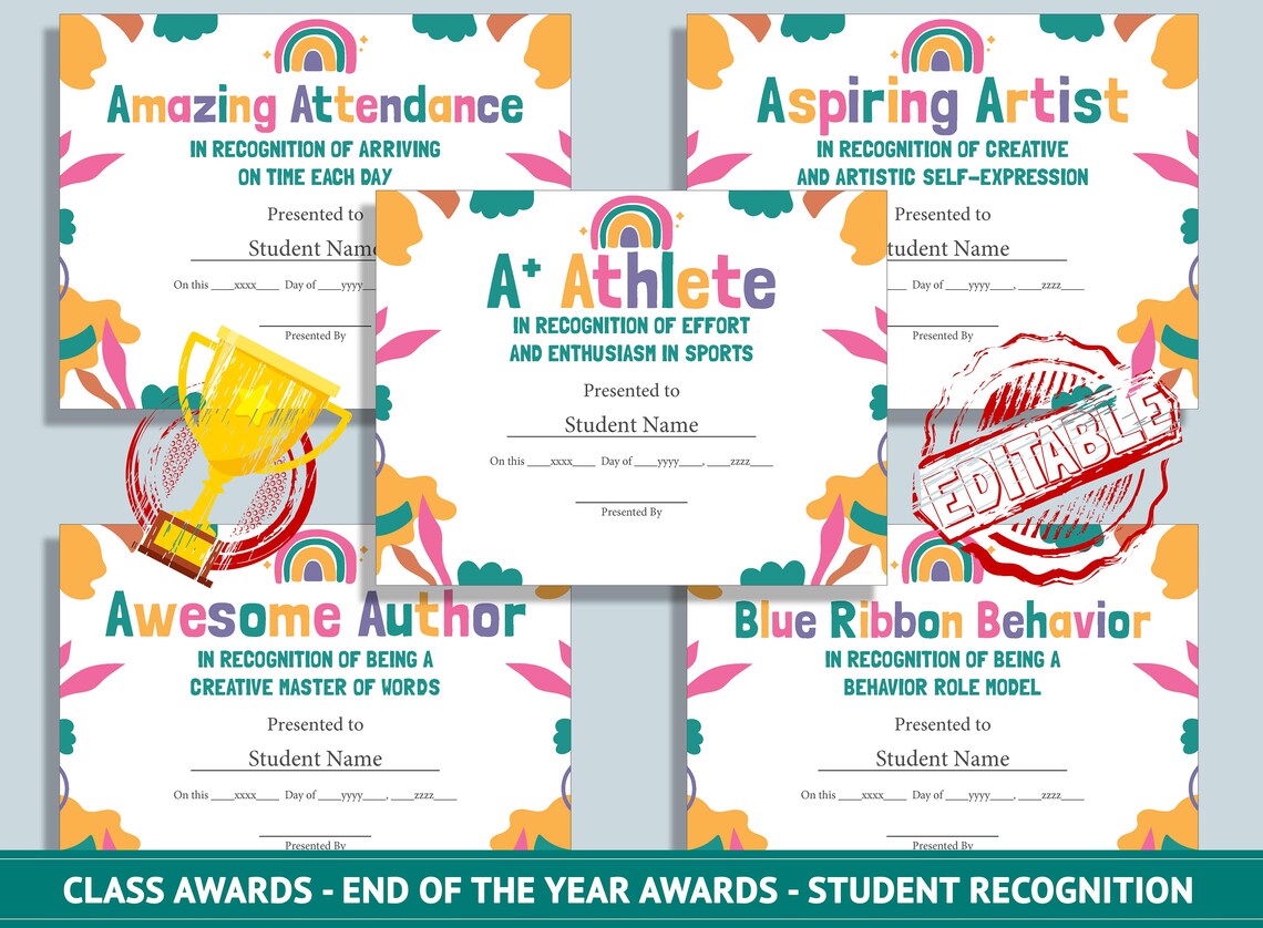 Editable End of Year Classroom Awards End of the Year Awards Student ...