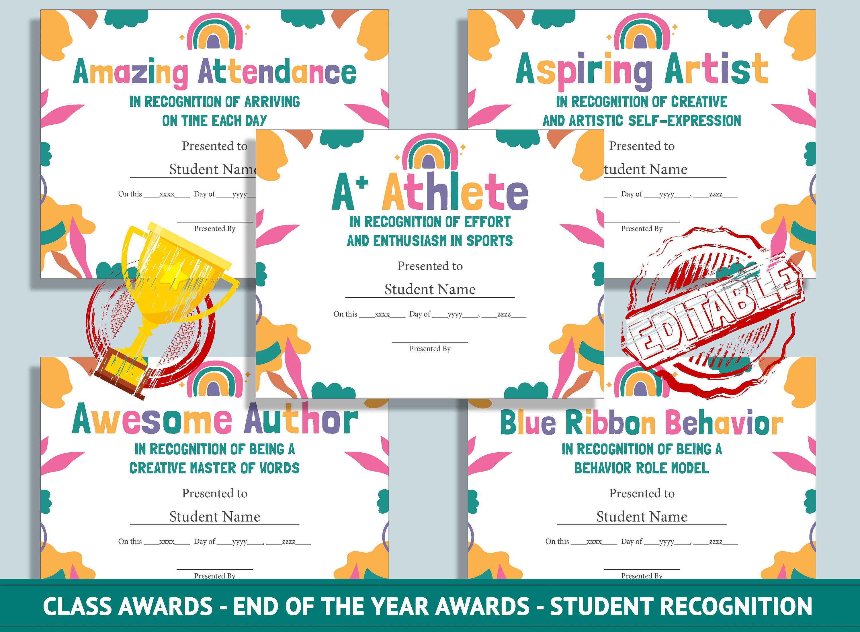 Editable End of Year Classroom Awards End of the Year Awards Student ...