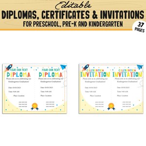 Fun and Editable Preschool, Pre-k, and Kindergarten Diplomas ...