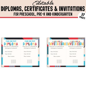 Editable End of the Year Certificates, Diplomas & Invitations for ...