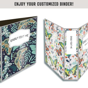 Butterfly Binder Cover, 10 Printable Editable Covers+spines, Binder ...