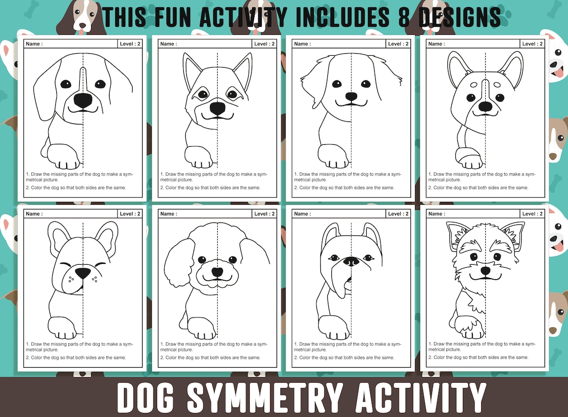 Dog Symmetry Worksheet, Puppy Theme Lines of Symmetry Activity, 24 ...