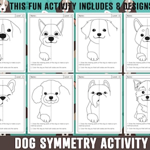 Dog Symmetry Worksheet, Puppy Theme Lines of Symmetry Activity, 24 ...