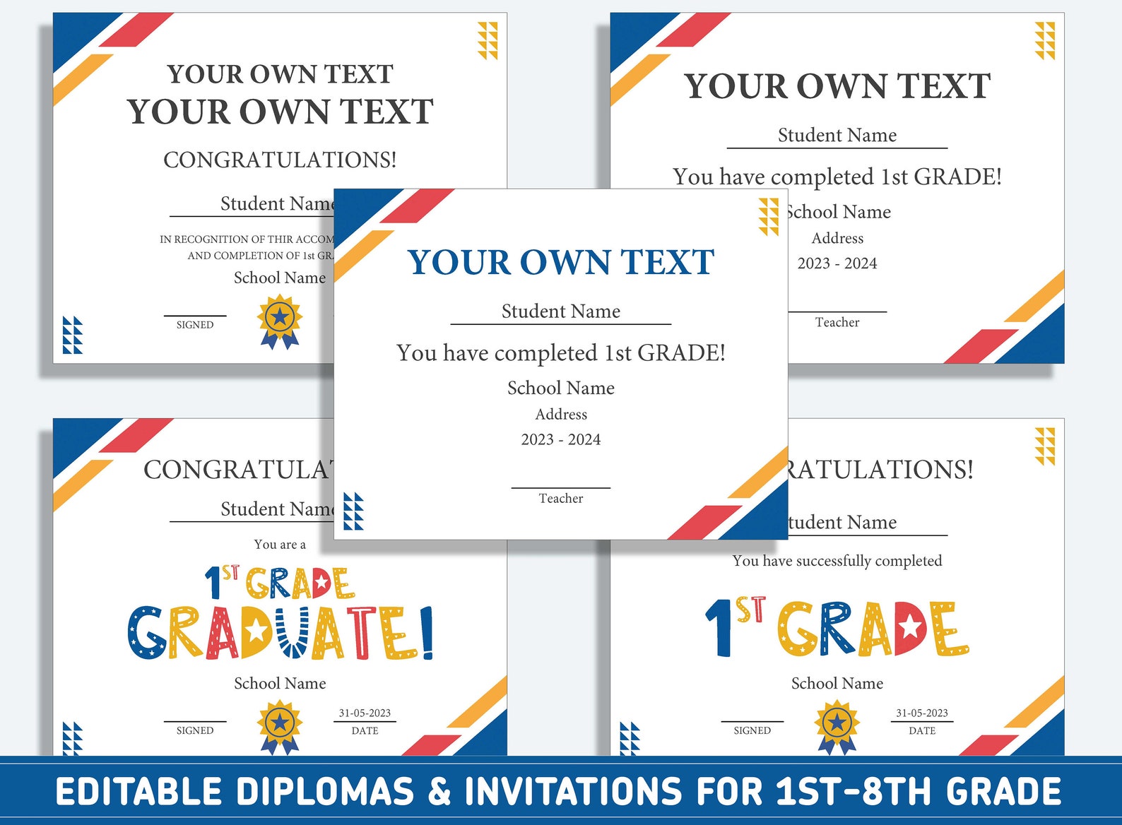 Editable 4th Grade Awards, 1st to 8th Grade Diploma, Certificate of ...