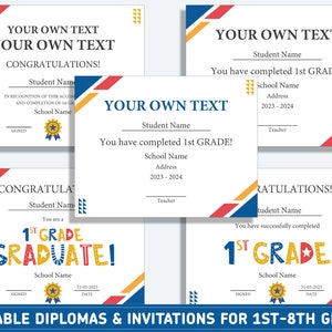 Editable 4th Grade Awards, 1st to 8th Grade Diploma, Certificate of ...