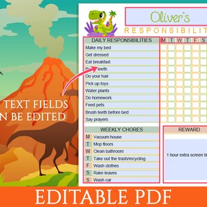 Chore Chart for Kids Custom, Responsibility Chart Printable, Fully ...