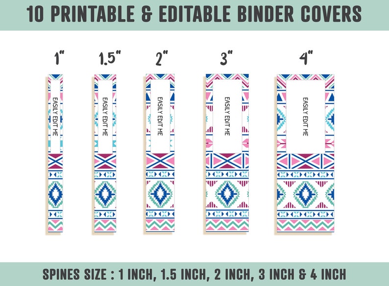 Navajo/tribal Binder Cover, 10 Printable/editable Covers Spines, Binder ...