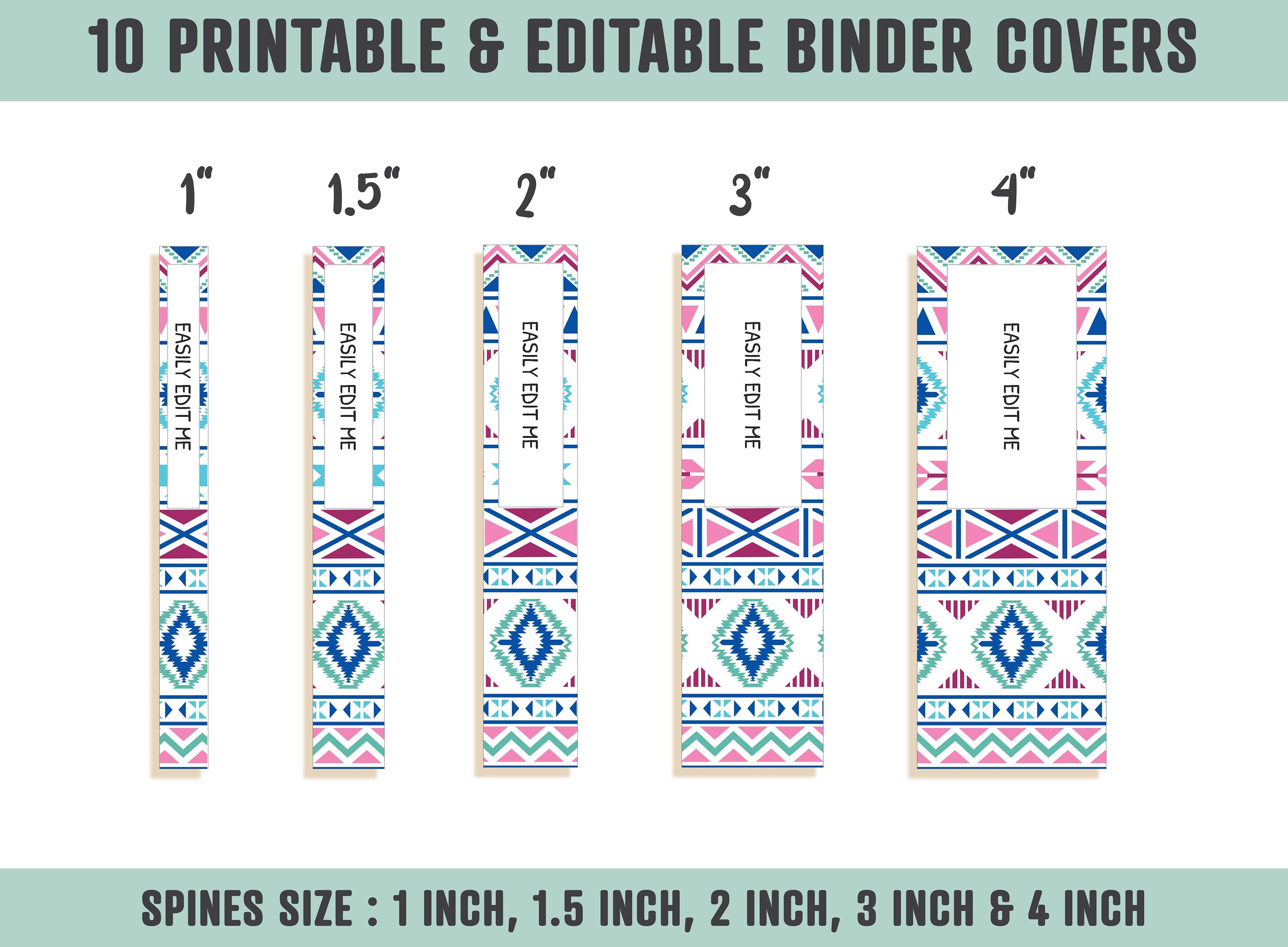 Navajo/tribal Binder Cover, 10 Printable/editable Covers + Spines ...
