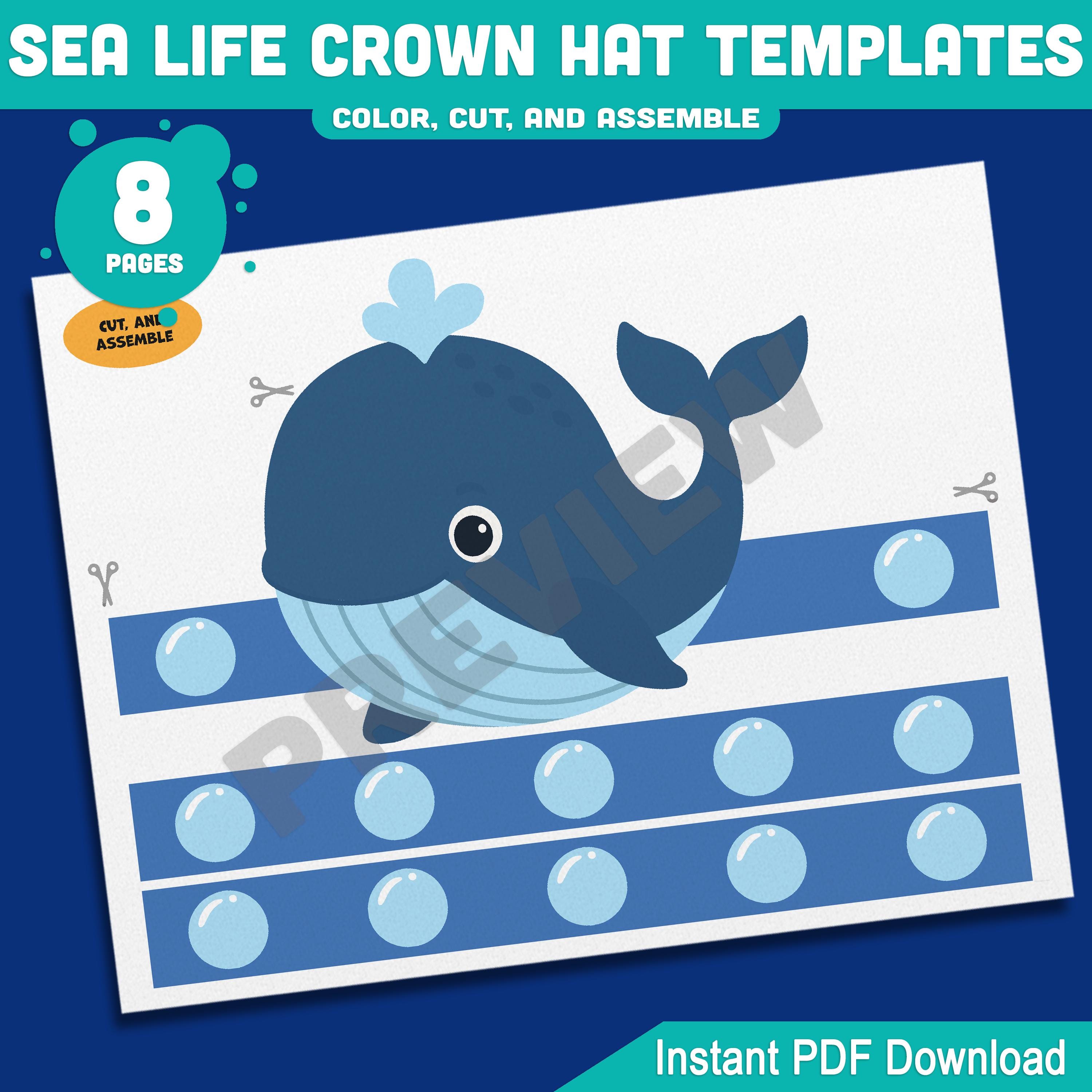 Sea Life Crown Hat Templates – 8 Printable Headbands for Kids With Pre ...