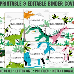 Dinosaur Binder Cover, 10 Printable & Editable Covers+spines, Binder ...
