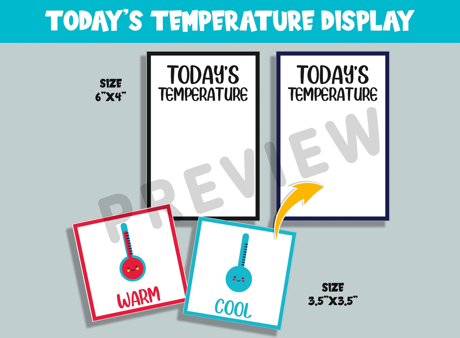 Daily Weather Cards, Weather Graph and Weather Chart Labels for ...