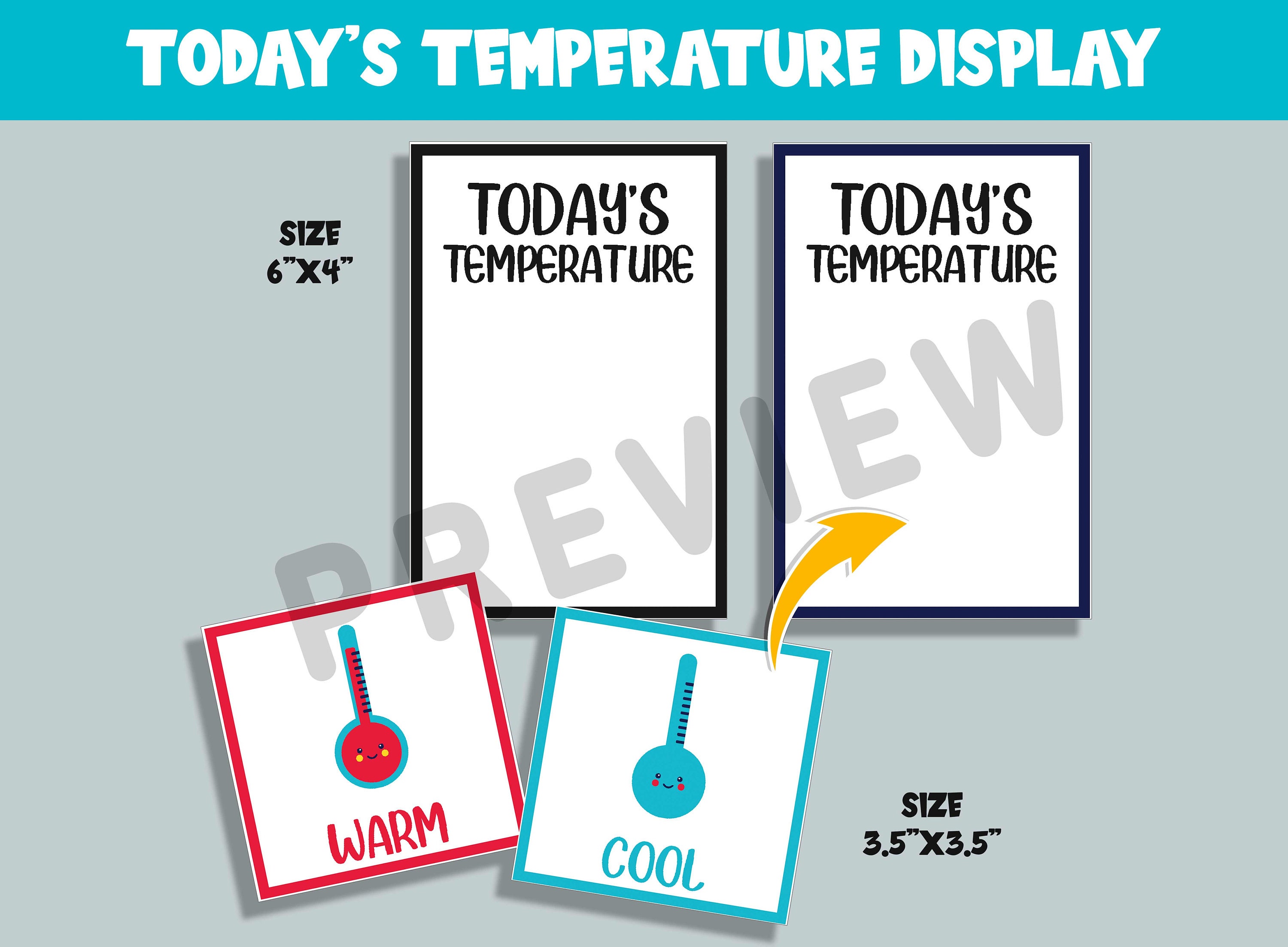 Daily Weather Cards, Weather Graph and Weather Chart Labels for ...