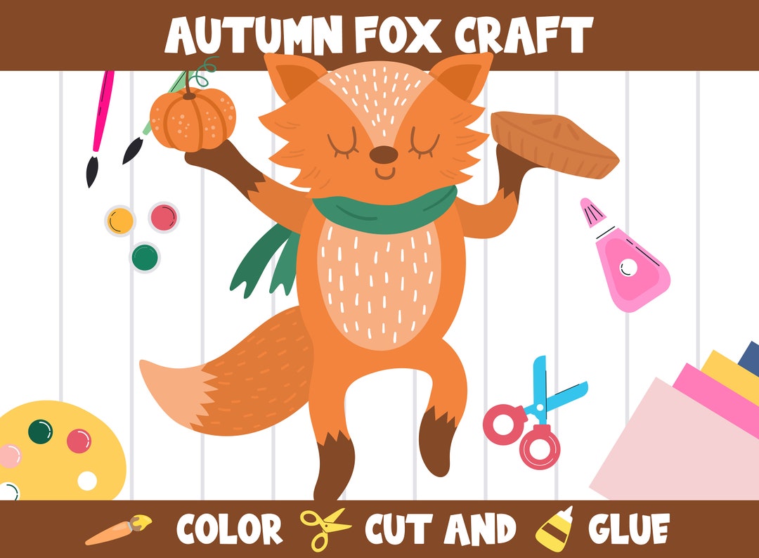 Autumn Fox Craft Activity - Color, Cut, and Glue for Prek to 2nd Grade ...