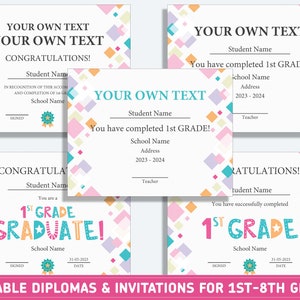 Editable 4th Grade Diploma, 1st to 8th Grade Diploma, Certificate of ...