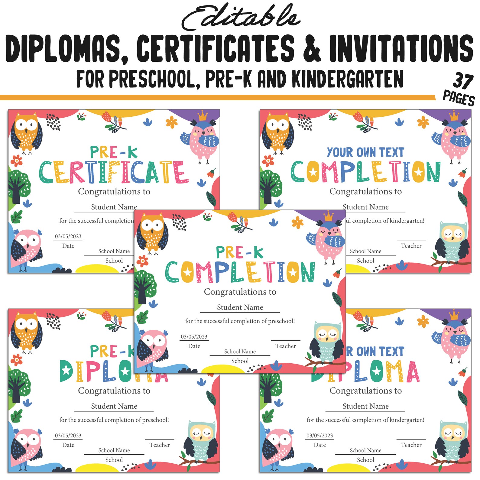 37 Editable Kindergarten, Pre-k, and Preschool Certificates of ...