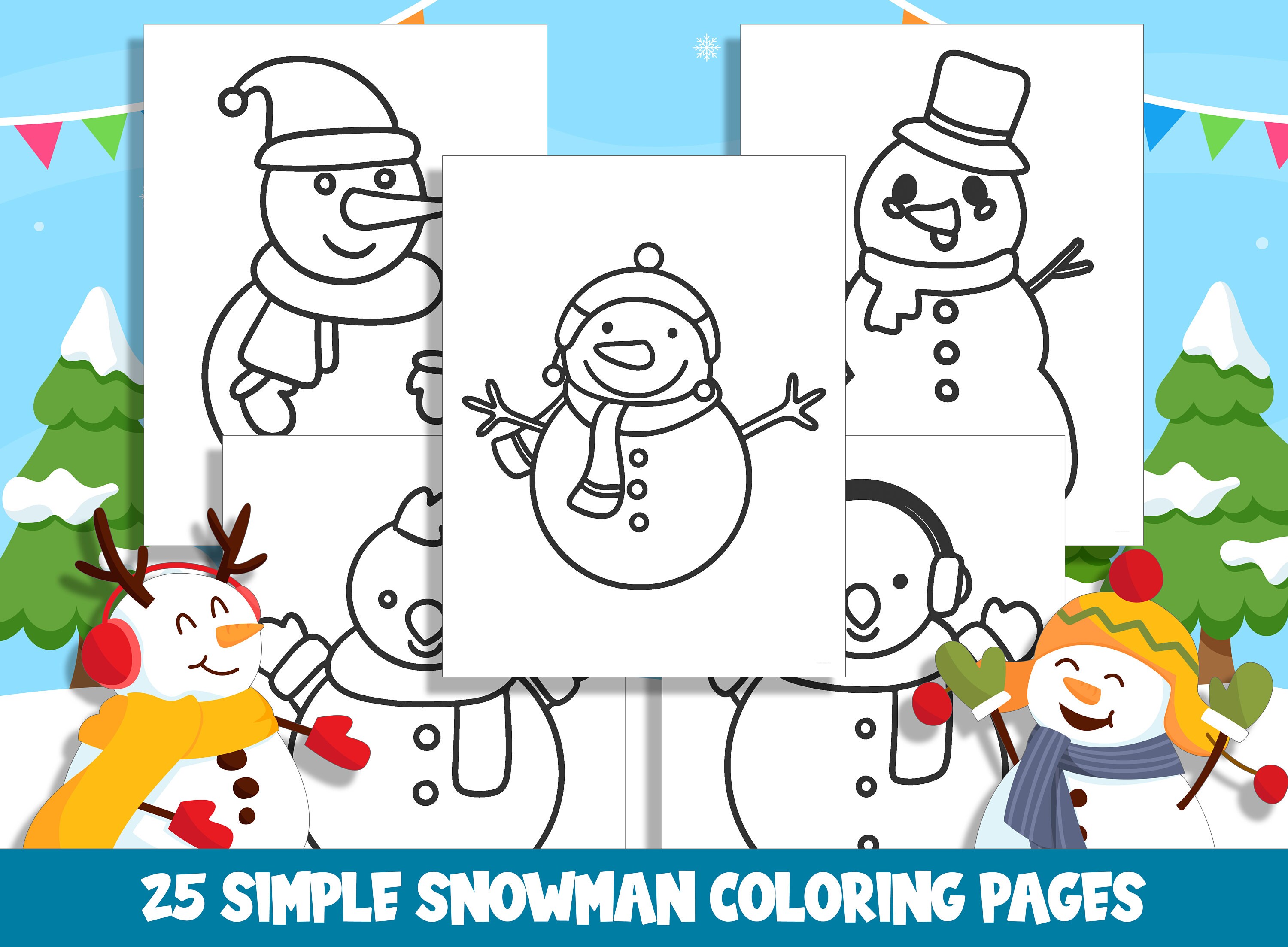 25 Cute Simple Snowman Coloring Pages for Preschool & Kindergarten ...