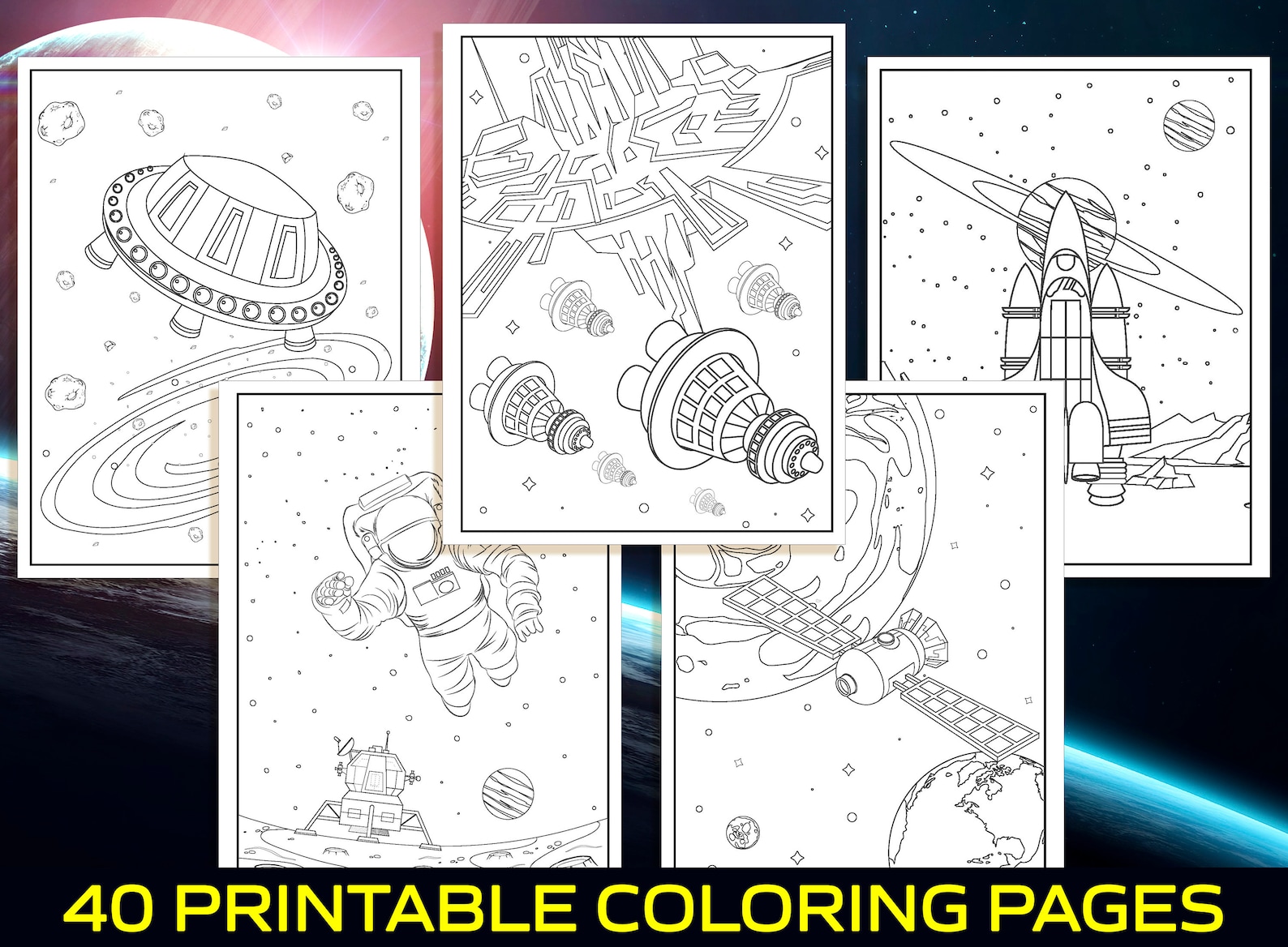 Space Coloring Pages 40 Printable Space Coloring Pages for Kids, Boys ...