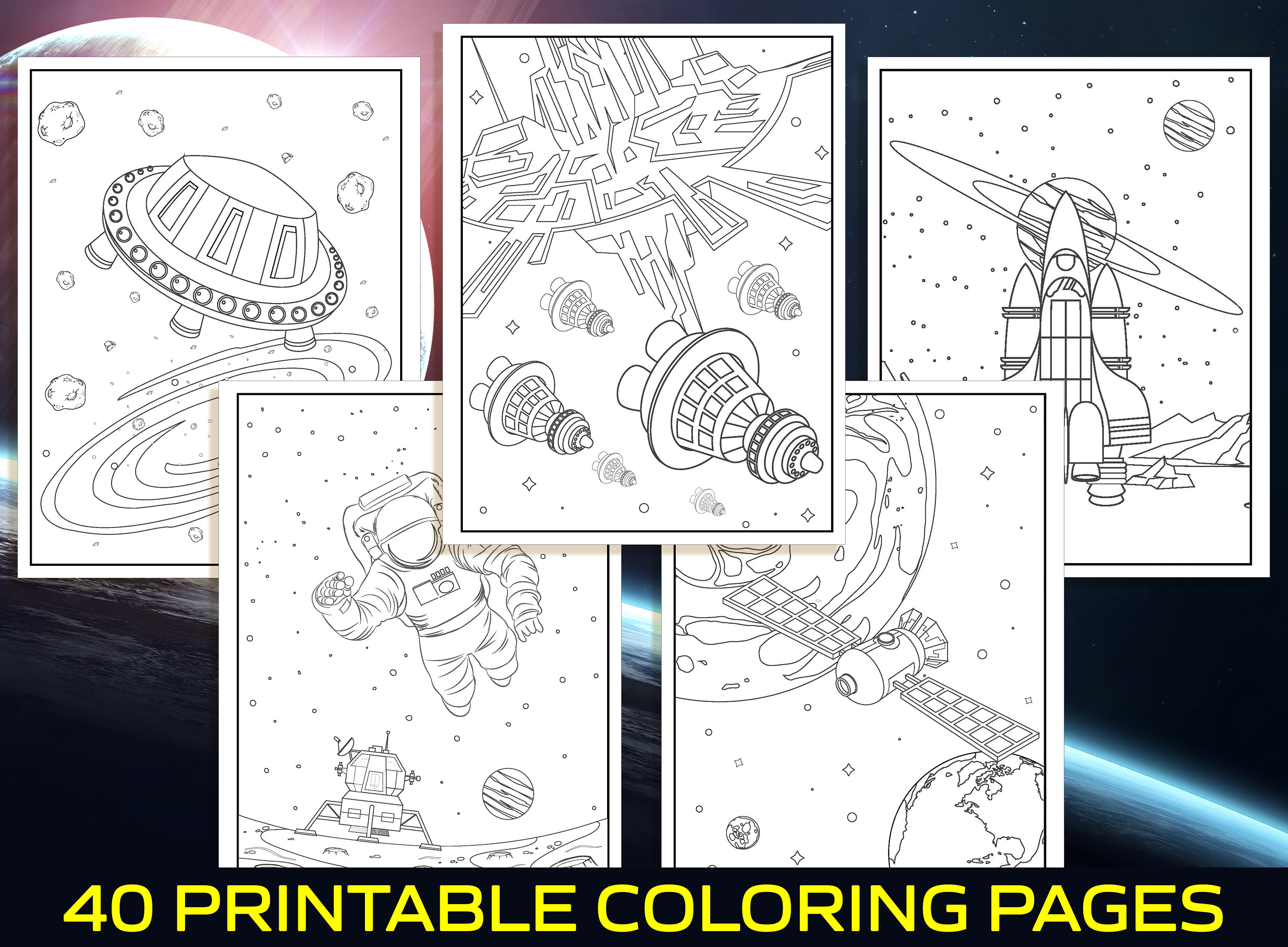 Space Coloring Pages 40 Printable Space Coloring Pages for Kids, Boys ...