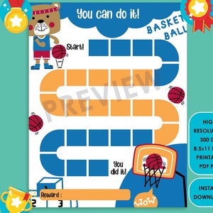 Printable Playing Basketball Reward Chart for Kids, a Way of Guiding ...