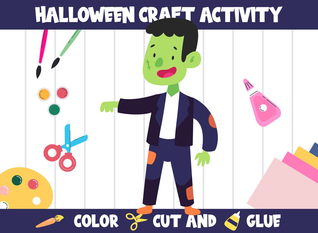 Non Scary Halloween Craft Activity - Color, Cut, and Glue for Prek to ...