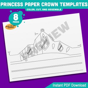 Princess Paper Crown Templates – Printable Tiara, King and Queen ...
