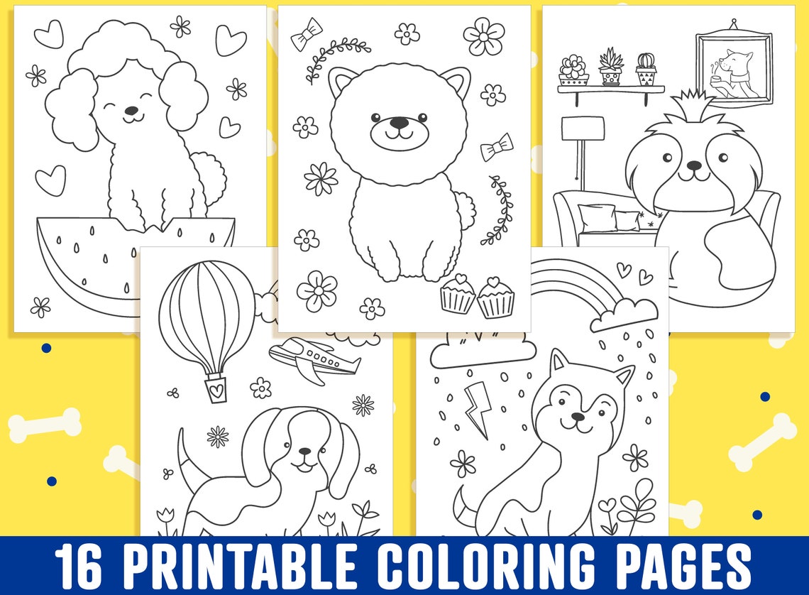 Dog Coloring Pages: 16 Fun Coloring Book Designs for Kids, Boys, Girls ...
