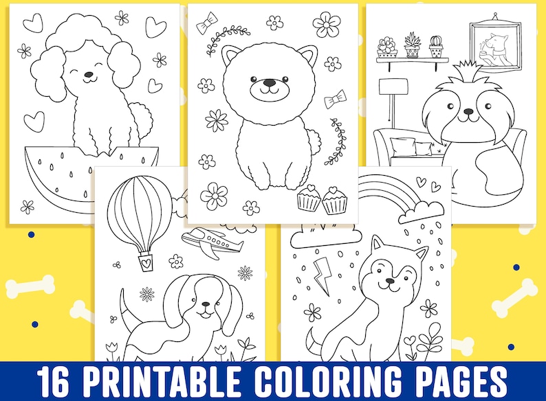 Dog Coloring Pages: 16 Fun Coloring Book Designs for Kids, Boys, Girls ...