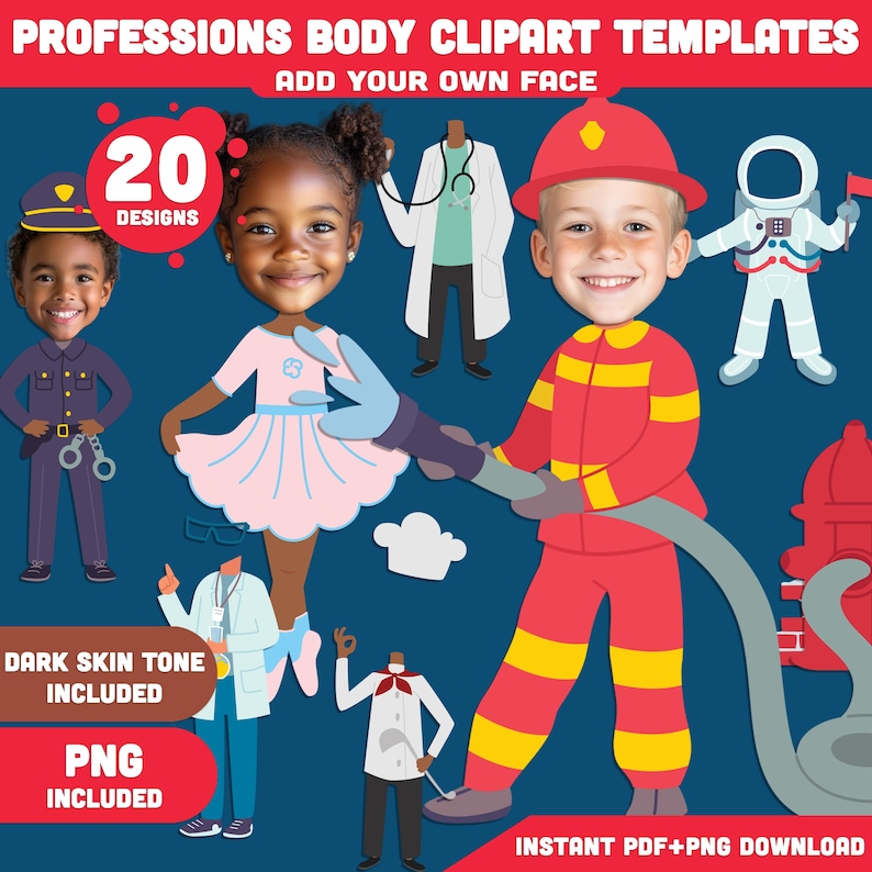 Professions Body Clipart Templates – Add Your Face to 20 Fun and Unique ...