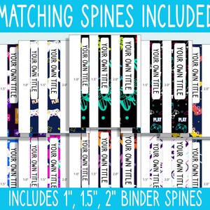 10 Editable Gamer Pattern Binder Covers, Includes 1", 1.5", 2" Spines ...