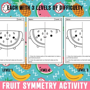 Fruit Symmetry Worksheet, Fruit Theme Lines of Symmetry Activity, 24 ...