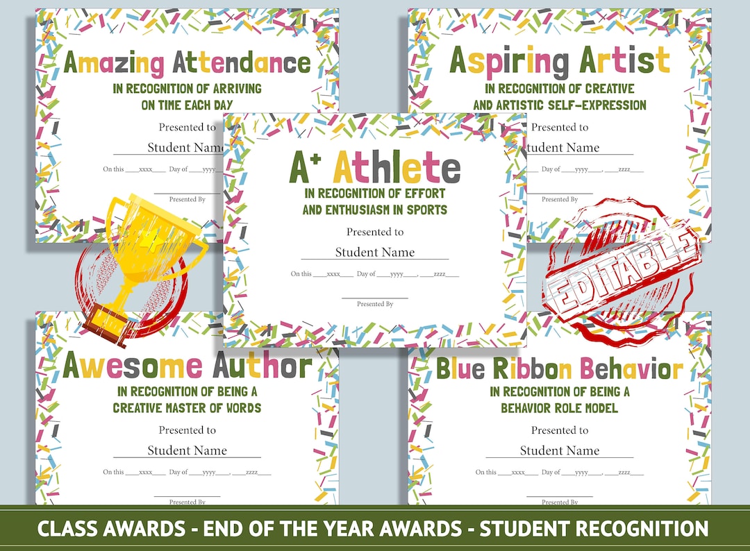 Editable Fun Awards for Students at the End of the Year, Classroom ...