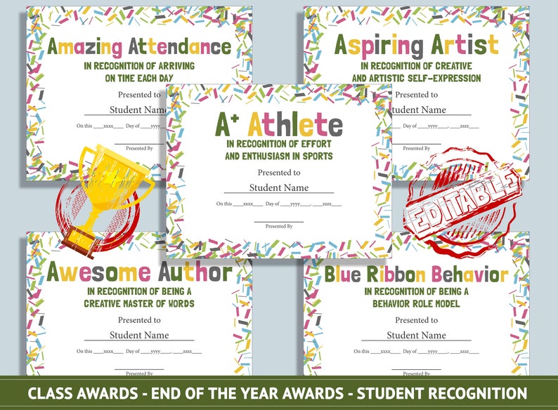 Editable Fun Awards for Students at the End of the Year, Classroom ...