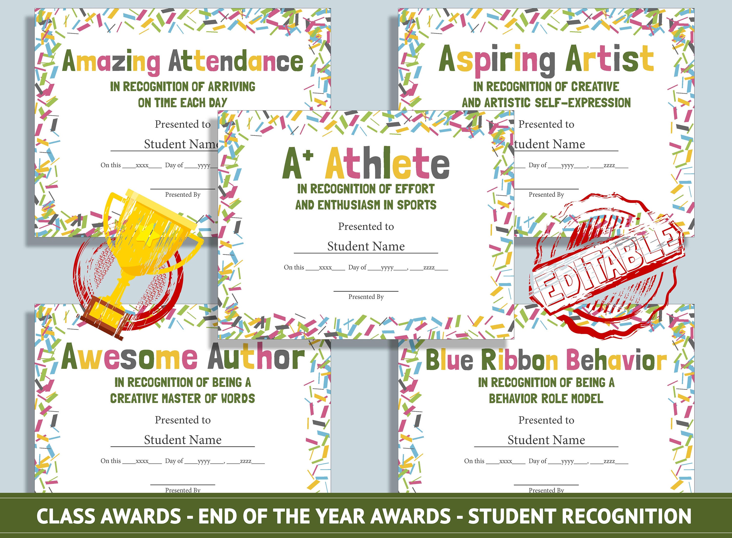 Editable Fun Awards for Students at the End of the Year, Classroom ...
