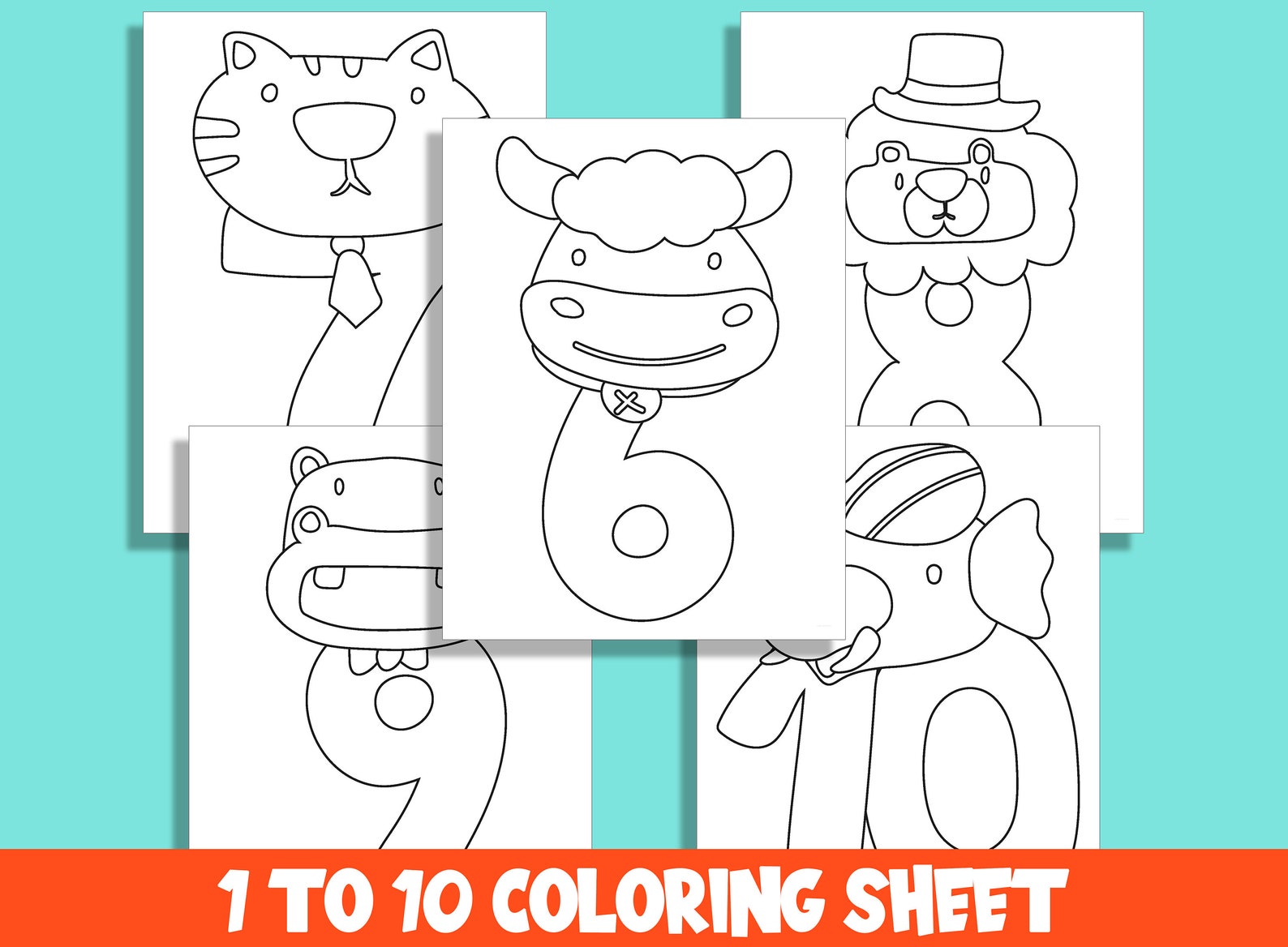 Count and Color Safari: 10 Animal-themed Pages for Learning 1 to 10 ...