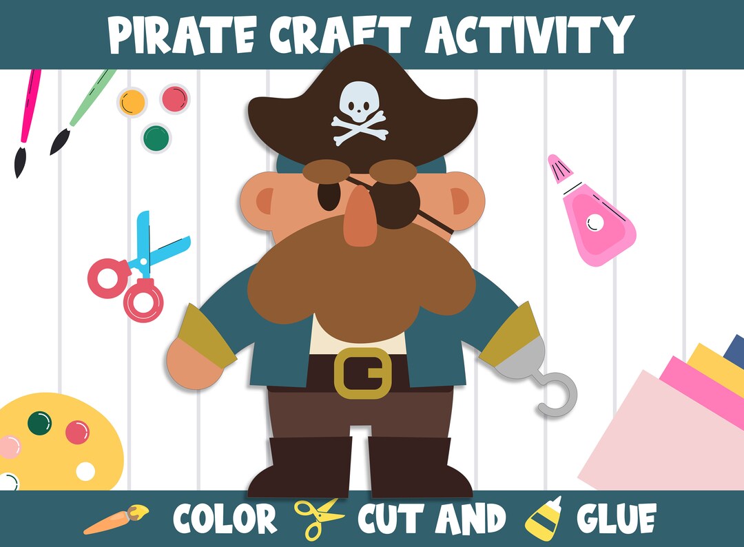Pirate Craft Activity - Color, Cut, and Glue for Prek to 2nd Grade, PDF ...