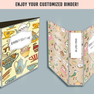 Cups and Teapots Binder Cover, 10 Printable & Editable Binder Covers ...