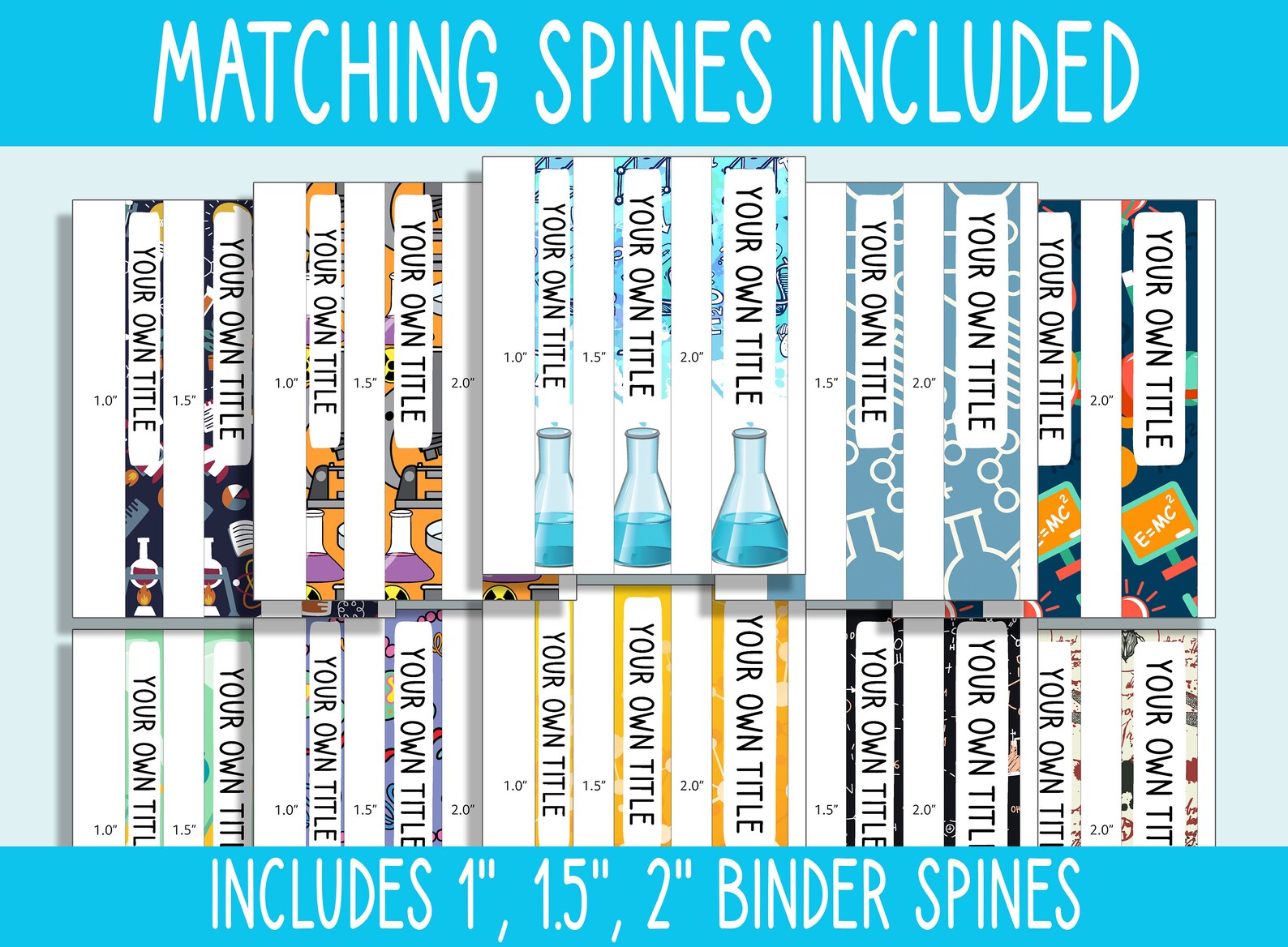 10 Editable Laboratory Binder Covers, Includes 1, 1.5, 2 Spines ...