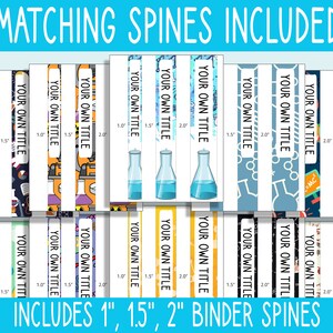 10 Editable Laboratory Binder Covers, Includes 1", 1.5", 2" Spines ...
