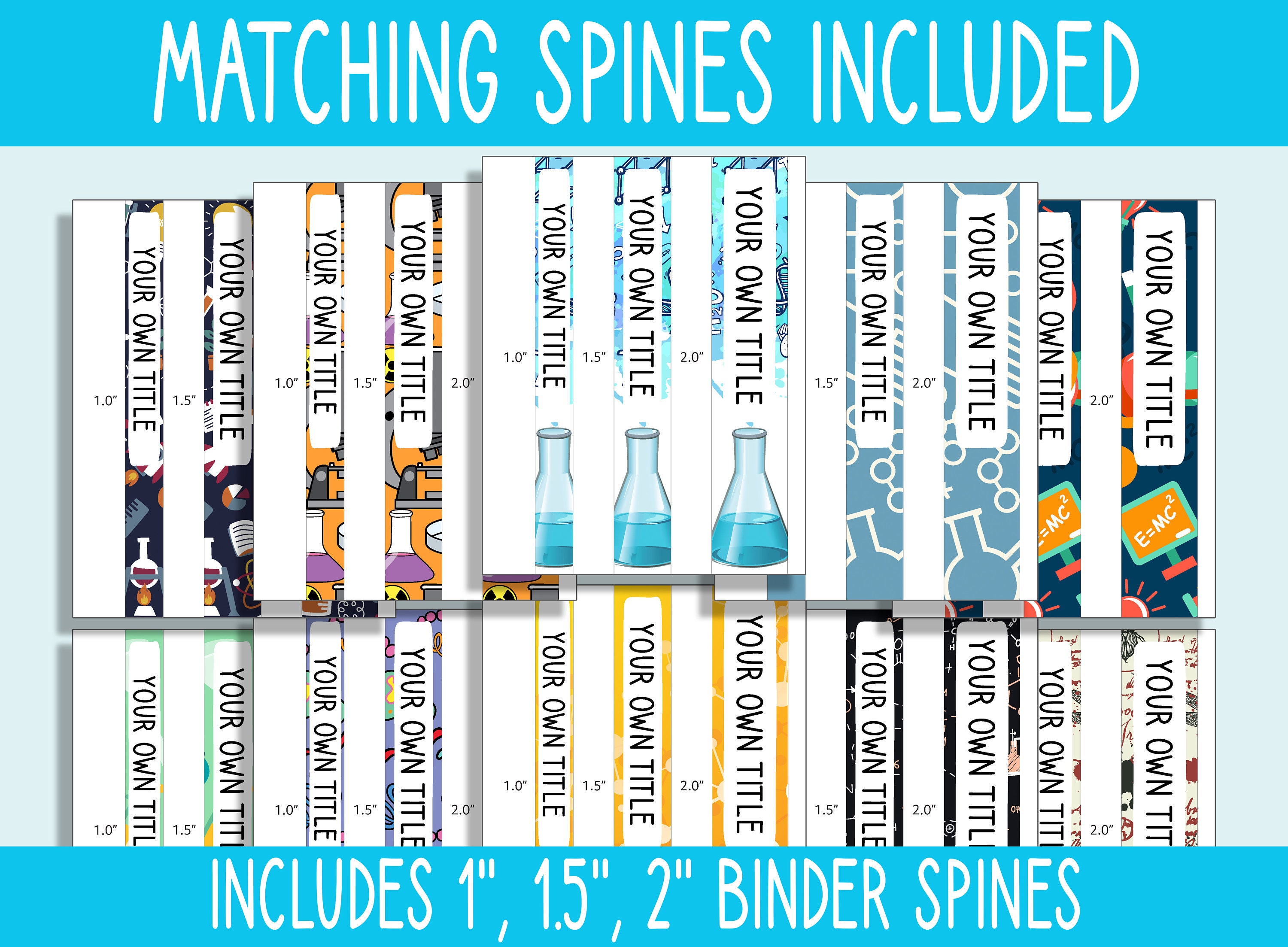 10 Editable Laboratory Binder Covers, Includes 1, 1.5, 2 Spines ...