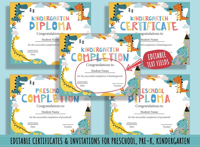 Editable Preschool Diplomas, Certificates, and Graduation Invitations ...