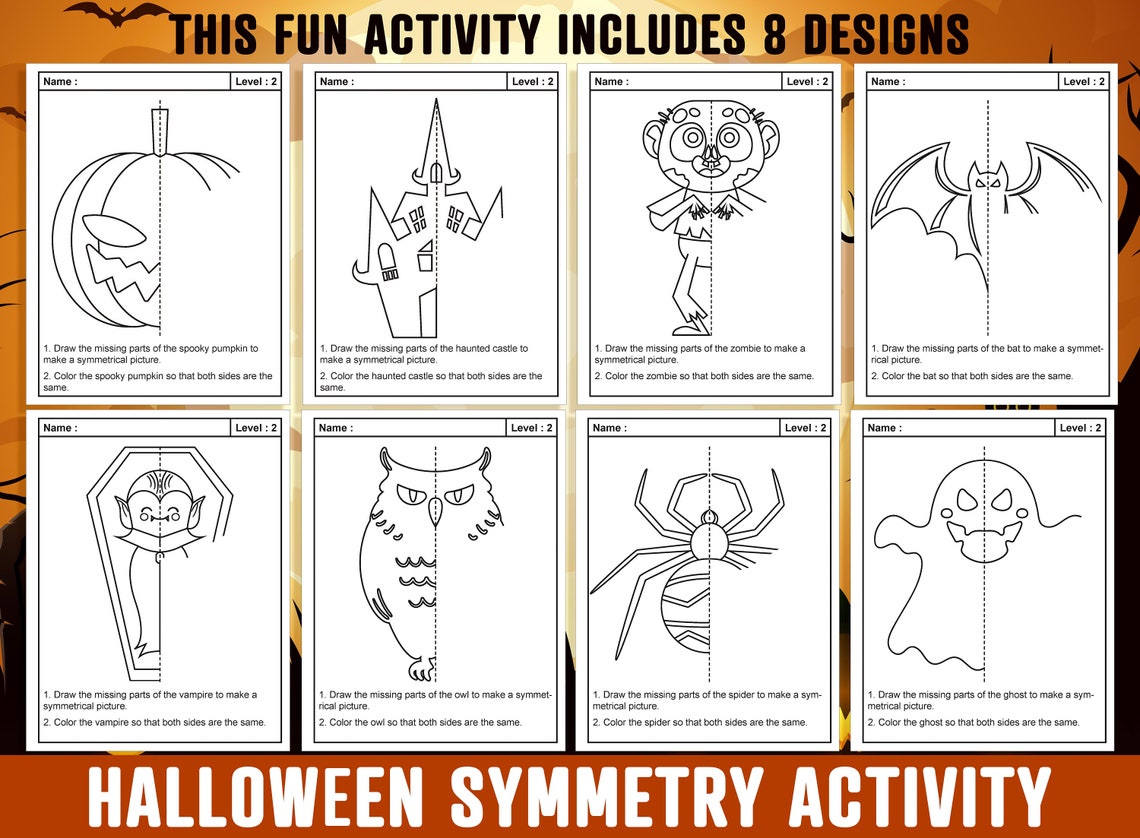Halloween Symmetry Worksheet, Halloween Theme Lines of Symmetry ...