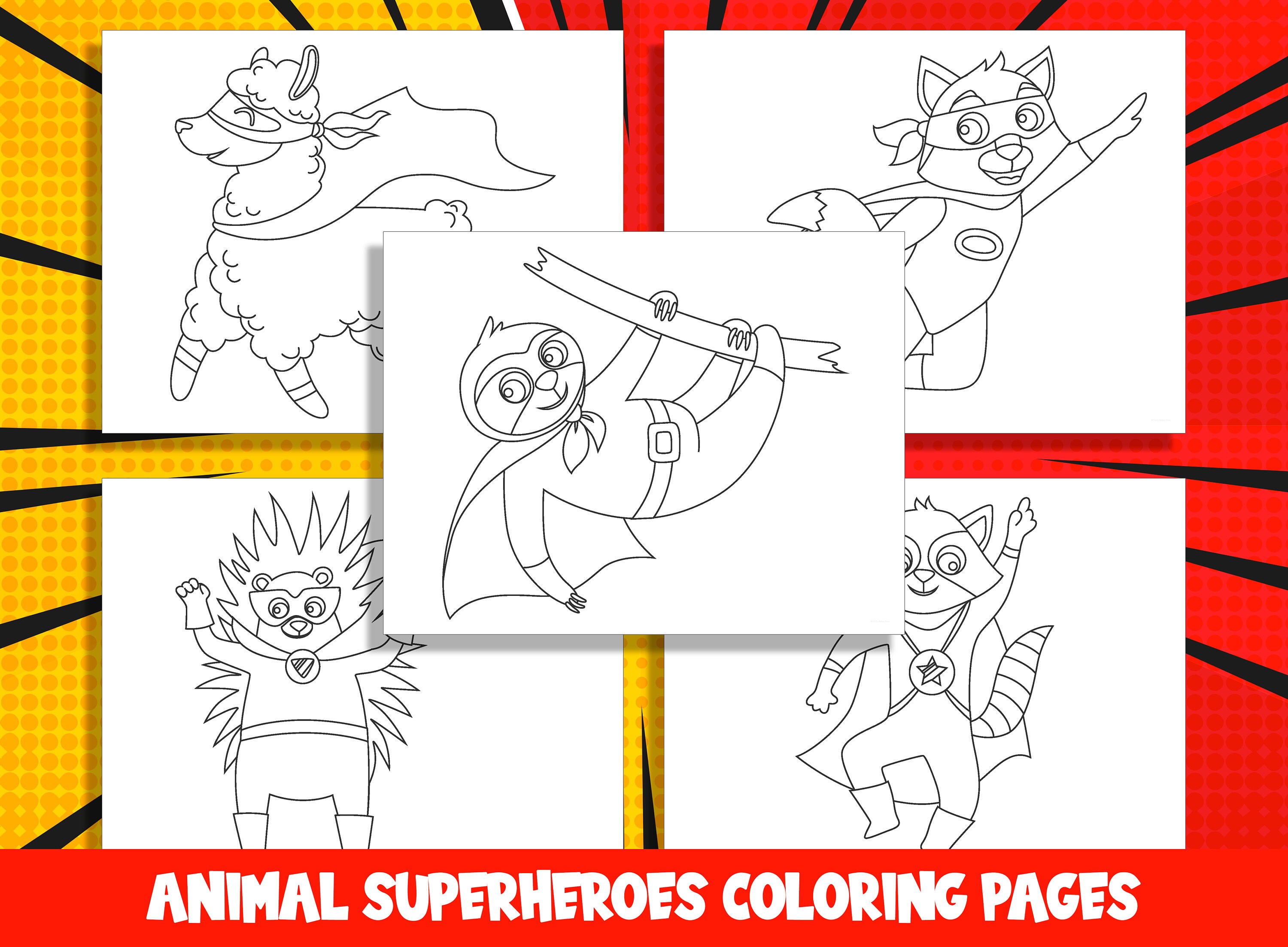 Animal Superheroes Coloring Pages: 20 Epic Designs PDF File - Etsy