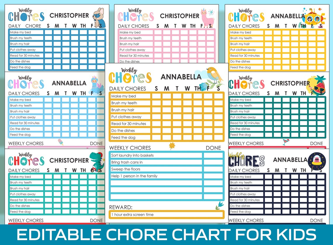 Fun and Easy Editable Chore Chart for 5 Year Old: Encouraging ...
