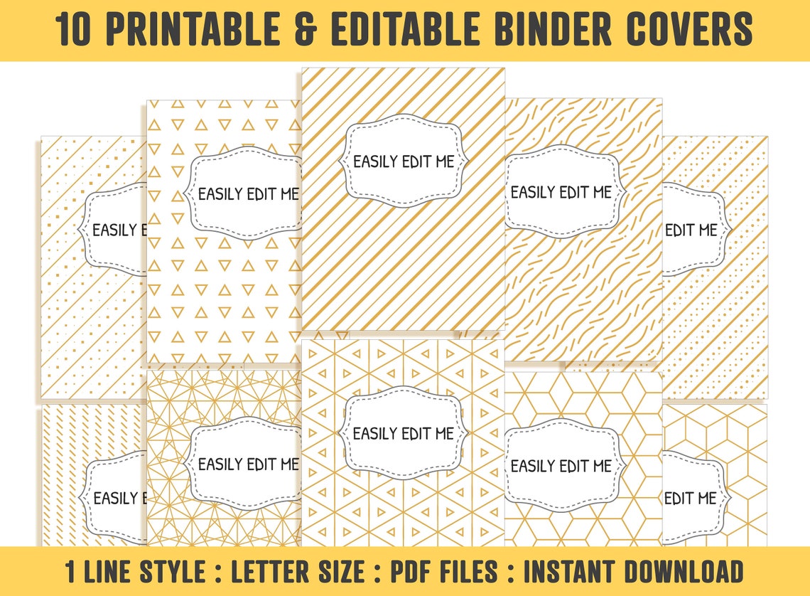 Binder Covers White and Gold 10 Printable & Editable Binder - Etsy