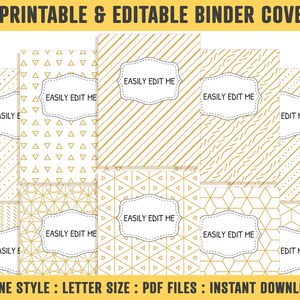 Binder Covers White and Gold, 10 Printable & Editable Binder Covers ...