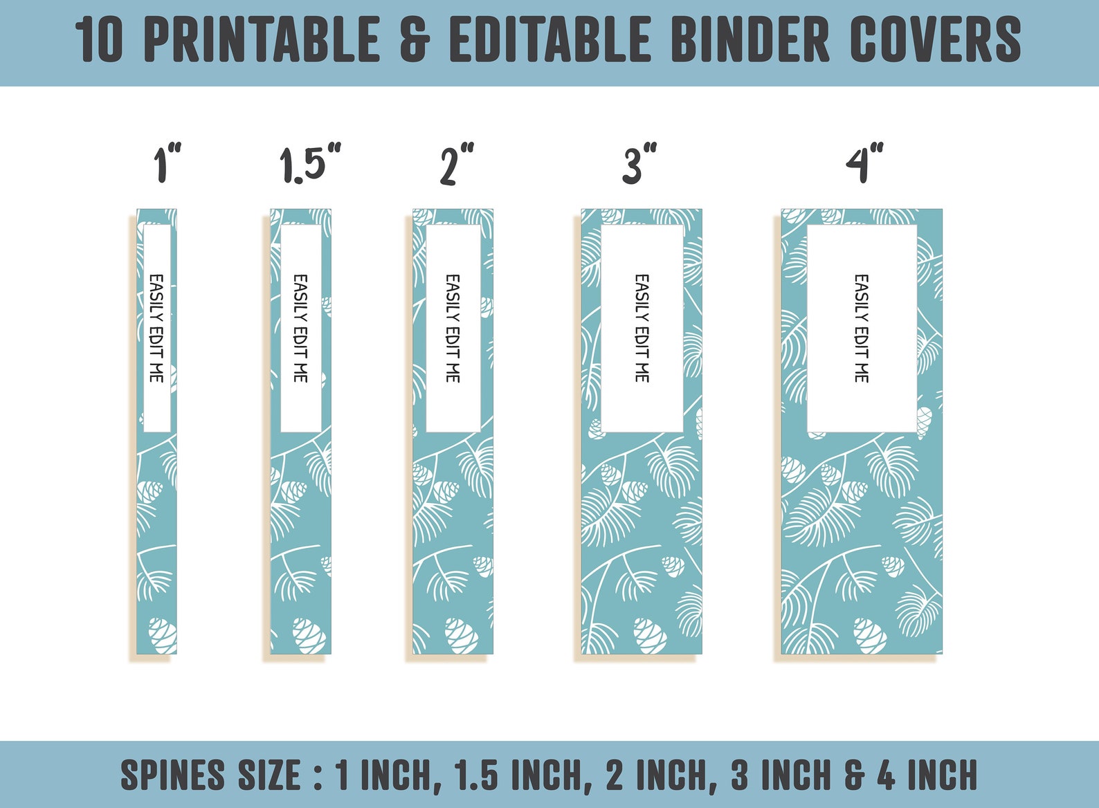 Binder Cover Printable Editable, 10 Coversspines, Binder Insert ...