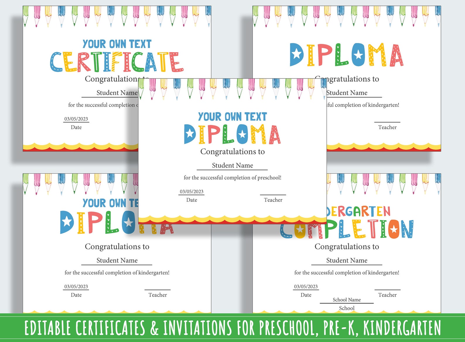Fun and Colorful Certificate and Invitation Collection: 37 - Etsy