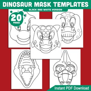 Printable Dinosaur Mask Templates: Fun Kids Birthday Face Masks, Pre ...