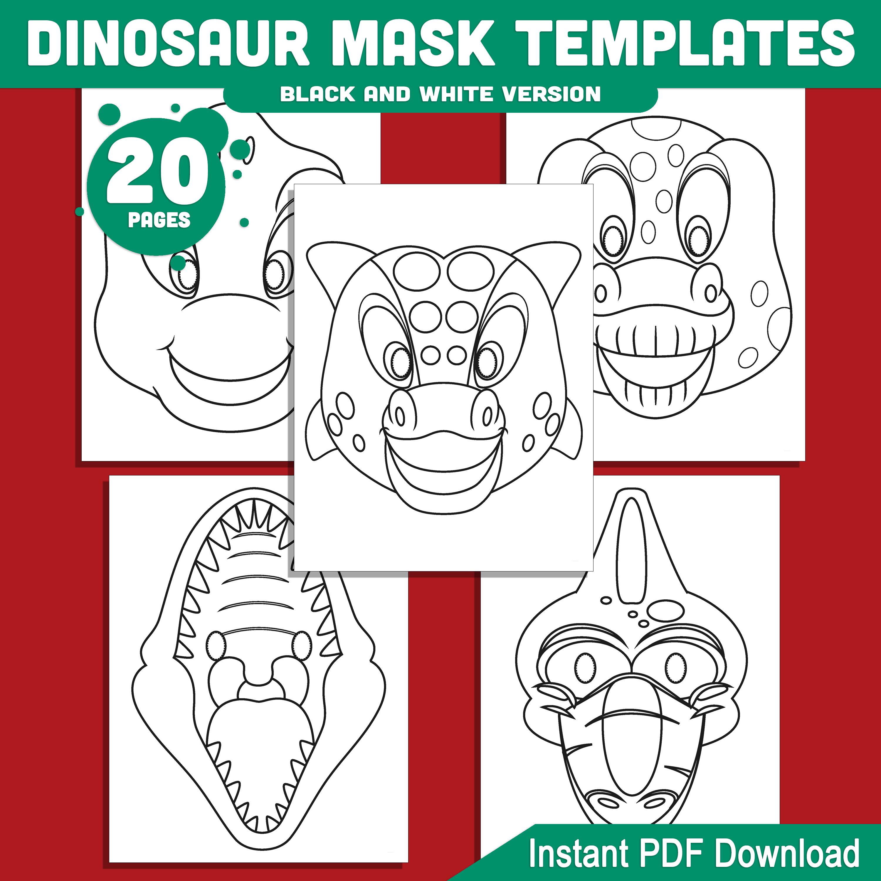 Printable Dinosaur Mask Templates: Fun Kids Birthday Face Masks, Pre ...