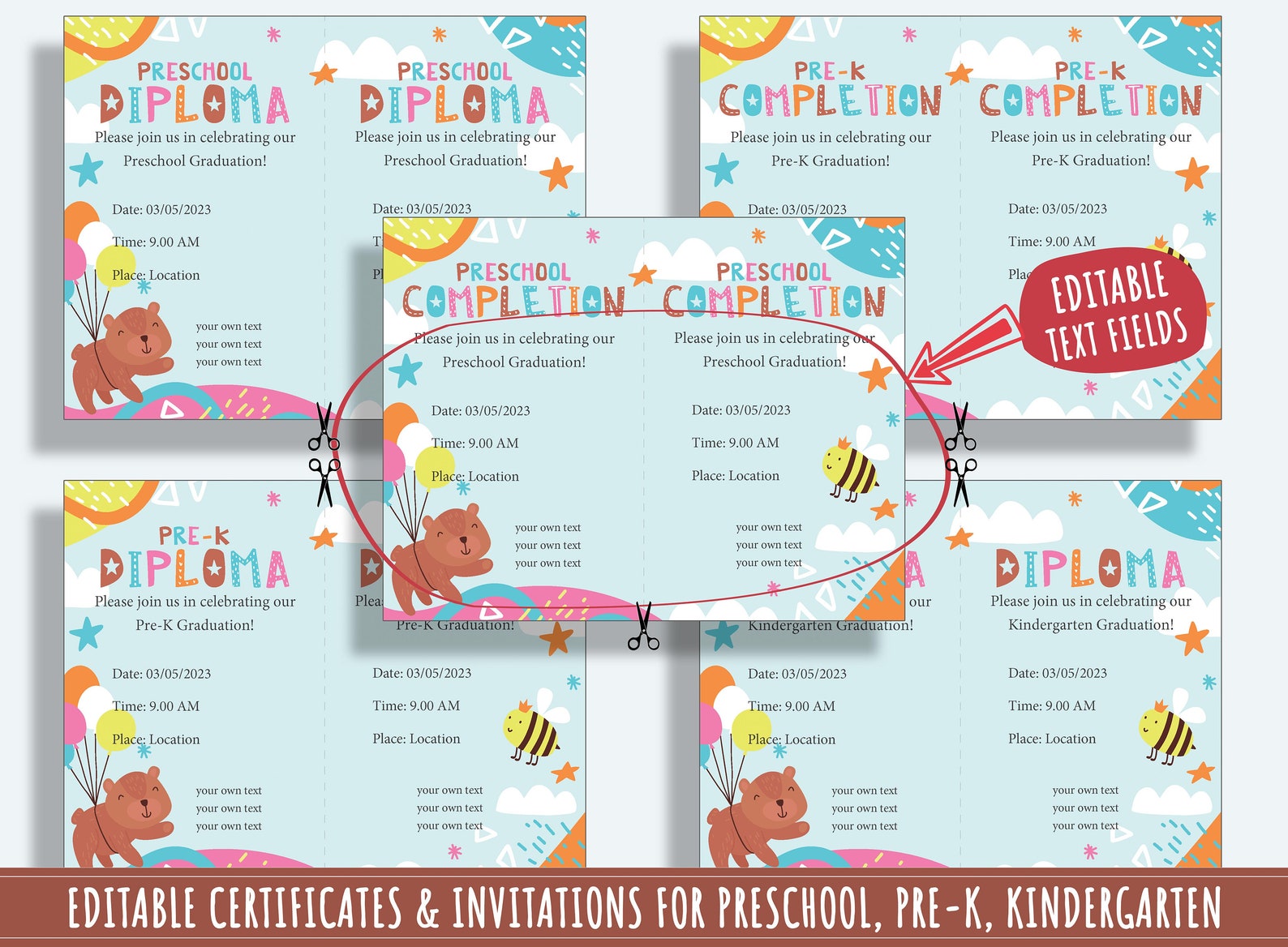 37 Pages of Editable Diploma Certificate and Invitation - Etsy